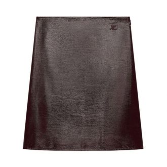 Courr&egrave;ges Vinyl Logo-Patch A-Linien-Rock - - Skirts - Damen - Rot - S