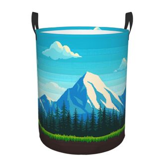 Generic Landschaftsberg Korb W&auml;sche Rund Korb Aufbewahrung Stehender W&auml;schetonne F&uuml;r Schlafzimmer Kleidung Waschk&uuml;che