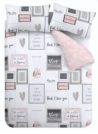 Catherine Lansfield Sleep Dreams Wende-Bettwäsche-Set für King-Size-Betten mit Kissenbezug, Blush Pink