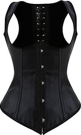 Grebrafan Serre Taille Corset Satin Grande Taille Femme Noir EU(40-42) 2XL