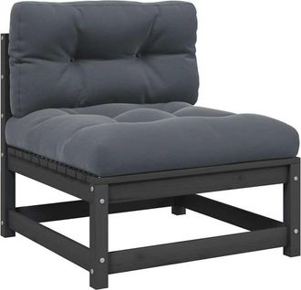 vidaXL Garten-Mittelsofa mit Anthrazit Kissen Grau Massivholz Kiefer - Vidaxl