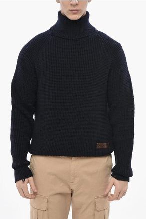 Dsquared2 Wool Turtleneck Pullover with Distressed Edges size M