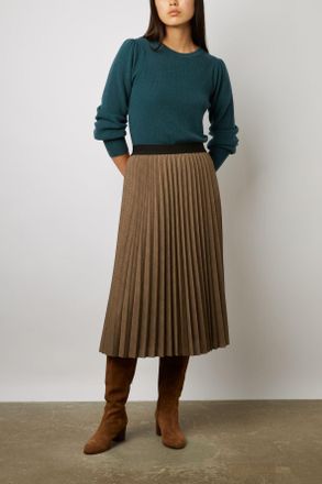 Gerard Darel Jupe midi pliss&eacute;e Prince-de-galles - BETTYLOU - Marron