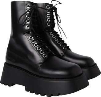 Burberry Black Leather Biker Boots Size 37.5