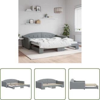 vidaXL Schlafsofa - Tagesbett Ausziehbar Hellgrau 100x200 cm Stoff
