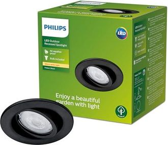 Philips Outdoor Fresco Einbauspot 4,6W, 2700 Kelvin, exkl. Leuchtmittel, IP44 wetterfest, schwarz