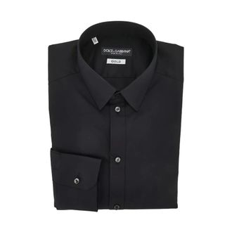 Dolce & Gabbana Homme, Chemises, Noir, Taille: 3XL Chemise en popeline stretch Gold-fit