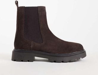 Mango Teen botte motard en daim 100 % cuir marron