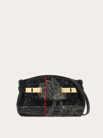 Ferragamo Damen Hug Umhängetasche Soft mit Pailletten (XS) Schwarz