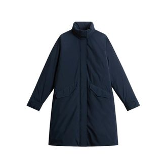 Woolrich Lange Cloud Jacke mit Faltbarer Kapuze - - Coats - Damen - Blau - L