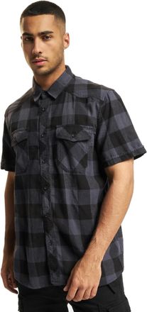 Brandit Check Shirt Short Sleeve, Farbe: Black/Grey, Größe: 6XL