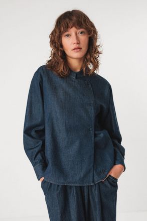 SKFK Damen vegan Denim Shirt Lantz Blau