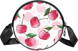 Generic Circle Petit sac &agrave; bandouli&egrave;re pour femme, rose rouge cerise, petit sac &agrave; dos &agrave; bandouli&egrave;re avec fermeture &eacute;clair, bretelles r&eacute;glables, sac &agrave; main ron