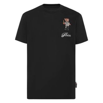 Philipp Plein Homme, Tops, Noir, Taille: S T-Shirt Round Neck Ss Teddy