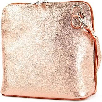 modamoda.de Ital petit sac à bandoulière en cuir T94, Couleur:métallique Rosé