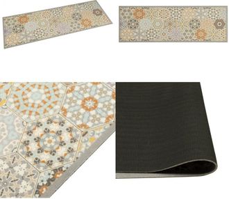 vidaXL K&uuml;chenteppich Waschbar Hexagon Pastell 60x180 cm Samt - K&uuml;chenl&auml;ufer - Samt - Polyester - Anti-Rutsch - Maschinenw&auml;sche - Home & Living