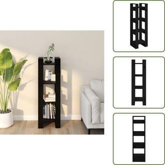 vidaXL Vidaxl - Biblioth&egrave;que/S&eacute;parateur de pi&egrave;ce Noir 41x35x125 cm Pin massif - Biblioth&egrave;que - Biblioth&egrave;que En Bois - Meuble De Rangement - S&eacute;parateur De