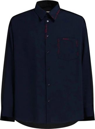 Marni Hemd aus Virgin-Wolle mit Eins&auml;tzen - - Shirts - Herren - Blau - XL