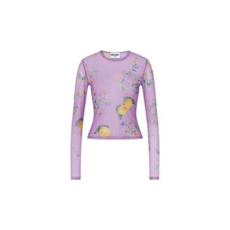 Moschino Femme, Tops, Violet, Taille: 40 FR T-shirt en maille imprim&eacute;e