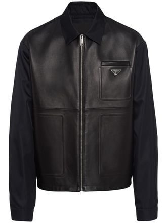Prada veste Re-Nylon en cuir - Noir