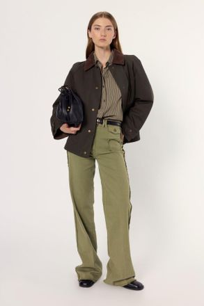 Gerard Darel Jean flare kaki &agrave; franges - ANNA - Vert Kaki