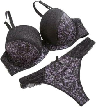 Generic CHJAN Thin Cotthon Soutien-gorge rembourr&eacute; respirant en coton push-up pour femme Grande poitrine 75 80 85 90 95 soutien-gorge lingerie, Noir, DD