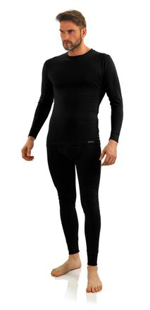 Sesto Senso Lange Unterw&auml;sche Herren Set Baumwolle Langarmes Unterhemd Lange Unterhose Thermounterw&auml;sche Winter Funktionsunterw&auml;sche 3XL Set Schwarz