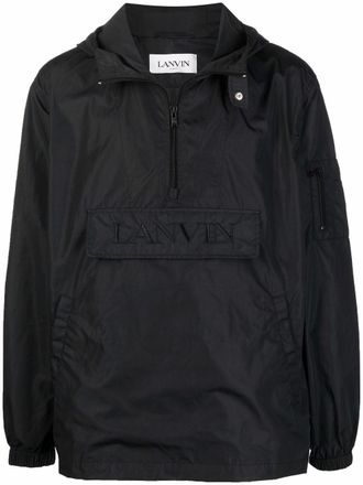 Lanvin coupe-vent zipp&eacute; &agrave; logo brod&eacute; - Noir