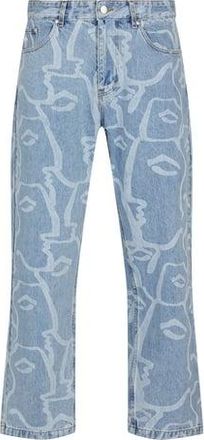 H&eacute;las. Jean boyfriend &agrave; motifs en coton