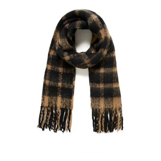 Saint Tropez Schwarzer Fransiger Kariertes Schal Accessoire - - Accessories - Damen - Mehrfarbig - ONE SIZE