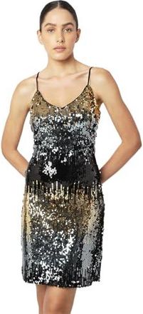 Vero Moda Vmria Abk JRS Btq Robe débardeur Mini, Noir/détails : Effet ombré à Sequins, L Femme