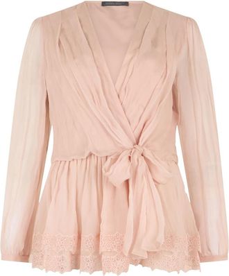 Alberta Ferretti Femme, Blouses et Chemises, Rose, Taille: 42 FR Blouse avec dentelle