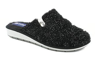 Inblu Inblu Chaussons en Fausse Fourrure avec Paillettes, Femme, Noir, 37 EU