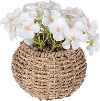 Villa D'Este Home Tivoli Kunstpflanze Primula, Topf aus Naturfaser, Ø14x20cm