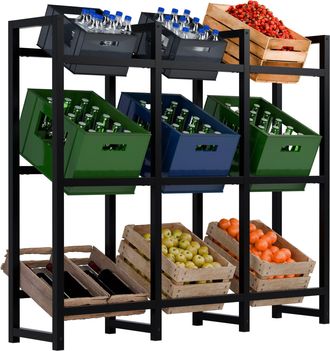 Clp Getr&auml;nkekistenst&auml;nder Metall freistehend Stack, platzsparendes Getr&auml;nkekistenregal robust und platzsparend f&uuml;r Getr&auml;nkekisten, Farbe:schwarz, Gr&ouml;&szlig;e:11