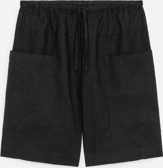 Arket Leinen-Shorts -Schwarz