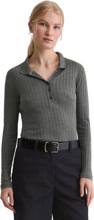 Marc O'Polo Langarm-Poloshirt aus Organic-Cotton-Modal-Mix