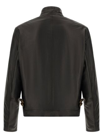 Versace Lamb Nappa Leather Biker Jacket - Black