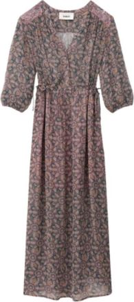 BA&SH Femme, Robes, Bleu, Taille: 38 FR Robe Midi Tunisienne &agrave; Col en V