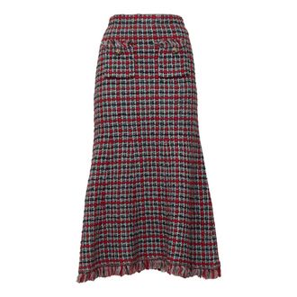 Self Portrait Frayed Check Knit Midi Rock - - Skirts - Damen - Mehrfarbig - XS