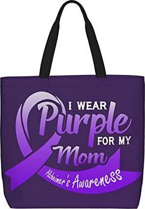 Generic Sac De Courses Porter Du Violet Pour Ma M&egrave;re, Sensibilisation &Agrave; La Maladie DAlzheimer Sac Tissu R&eacute;utilisable De Grande Capacit&eacute; Sacs En Toile, Pour Vo