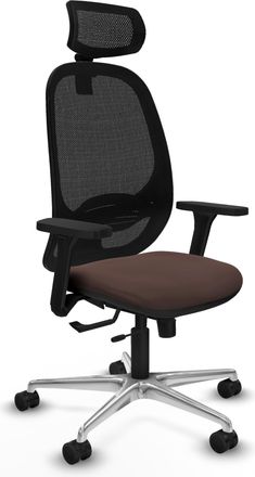 Piqueras y Crespo Cilanco Arbeitsstuhl mit 3D-Armen, h&ouml;henverstellbare Lendenwirbelst&uuml;tze und h&ouml;henverstellbares Kopfteil, Schwarz / Dunkelbraun