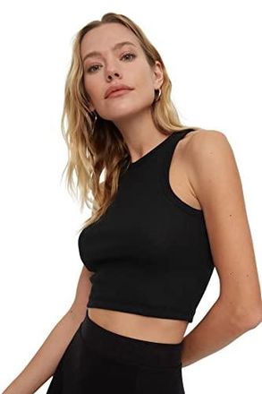 Trendyol Knitted Athlete on The Way Super Crop Chemise, Black, M Femme