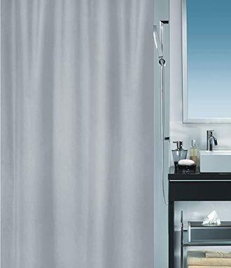 Spirella 1 Schimmel Duschvorhang-Anti-Bakteriell, waschbar, wasserdicht-Polyester, Primo 180x180cm Grau, Grey, Sergé 240 X 180 cm