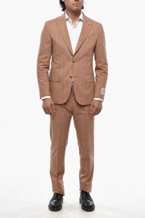 Corneliani CC COLLECTION Zweiknopf-Anzug aus Schurwoll-Seiden-Mischgewebe im Nadelstreifen mit Spitzrevers Corneliani