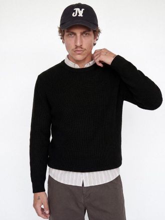 Jack & Jones Rundhalspullover JJCLEVELAND KNIT CREW NECK Materialmix, normal geschnitten