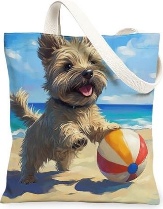 Generic Sac fourre-tout en toile motif teckel d&eacute;t&eacute; pour faire du shopping, 33 x 38,1 cm, sac d&eacute;picerie r&eacute;utilisable pour femme, peinture esth&eacute;tique, d&eacute;coratio