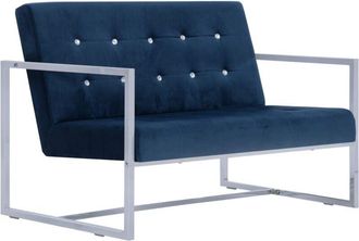 vidaXL 2-Sitzer-Sofa mit Armlehnen Blau Chrom und Samt Vidaxl