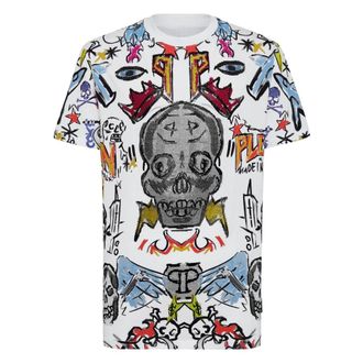 Philipp Plein T-shirt Rundhals SS mit Kristallen - - Tops - Herren - Mehrfarbig - 2XL