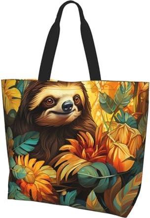 Generic Motif Paresseux Sac Fourre Tout R&eacute;utilisable Sacs Grand Sac Cabas Pour Travail Shopping Voyage